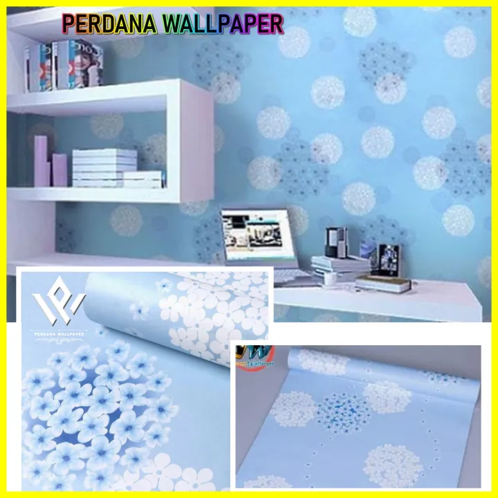 Stiker Tembok Warna Biru Bunga Indah | Lazada Indonesia