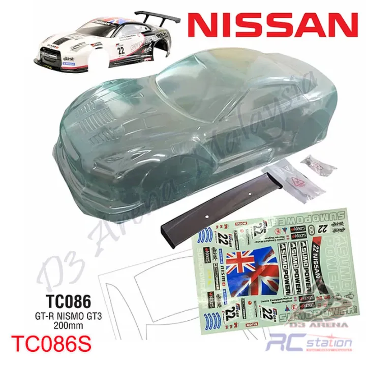 Team C Clear Body Shell TC086 1/10 Nissan GTR Nismo GT3 (Width 200mm ...