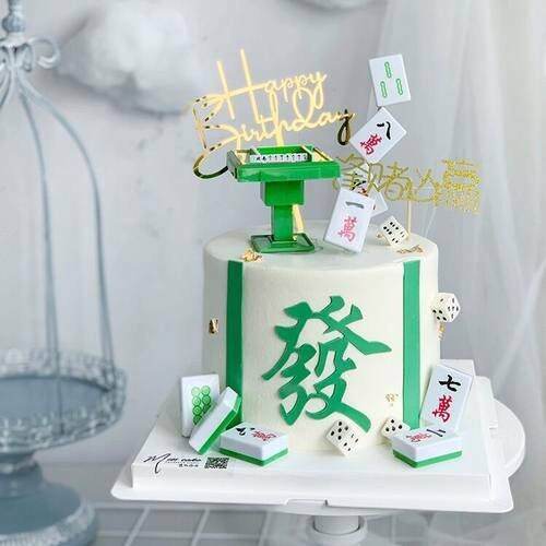 Cake Topper Mahjong Birthday Cake Decoration Cake Topper 麻将主题蛋糕插牌套装装饰 ...