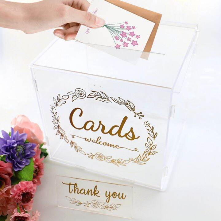 {hot} Acrylic Gift Card Box Wedding Card Box with Lock Money Box Holder ...