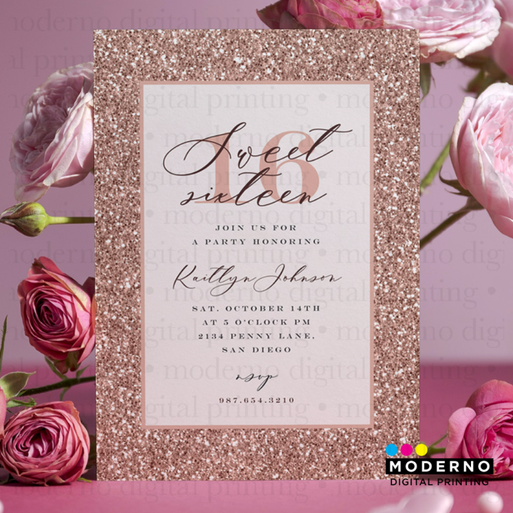 Rose Gold Glitter Debut Birthday Invitation Card | Lazada PH