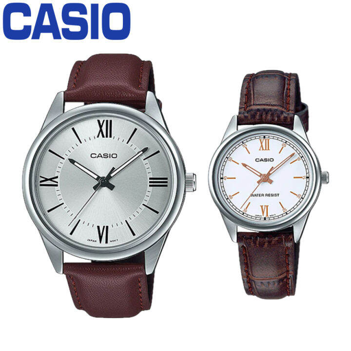 Casio Leather Strap Couple Watch MTP-V005L-7B5 & LTP-V005L-7B3 | Lazada