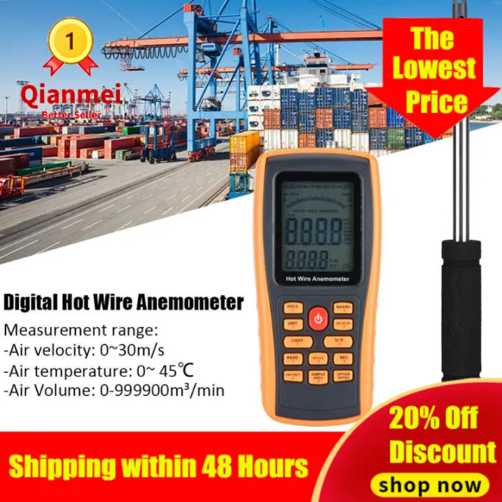 GM8903 Portable Digital Hot Wire Wind Speed Meter Temperature Gauge ...