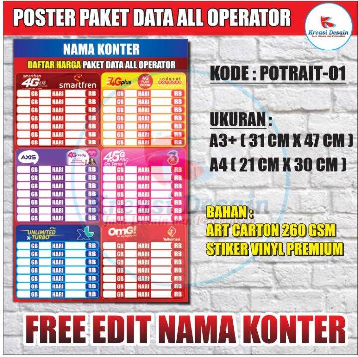 POSTER paket data / stiker paket data laminasi glossy | Lazada Indonesia
