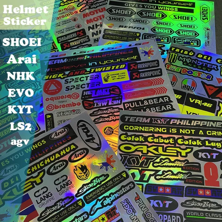 Reflective Holographic Helmet Stickers Set For AGV KYT EVO SHOEI NHK ...