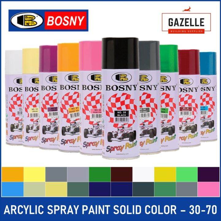 Bosny 100 Acrylic Spray Paint Solid Color - 49 COLORS | Lazada PH