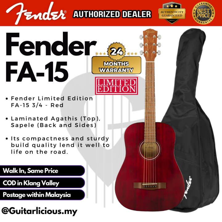 Fender Limited Edition FA-15 3/4 Size Steel String Acoustic Guitar w ...