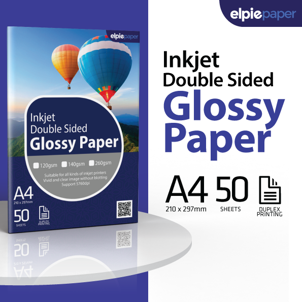 [ELPIE Paper] A4 Double Side High Glossy Paper 50 Sheets Suitable for ...