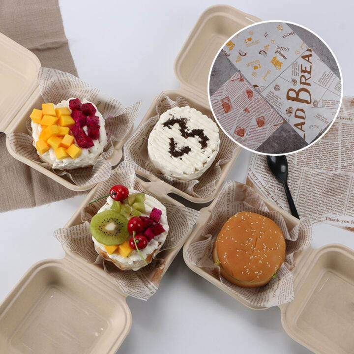Bento Cake Box Food Paper, 50pcs 18*18cm Wax Paper Squares, Non-Stick ...