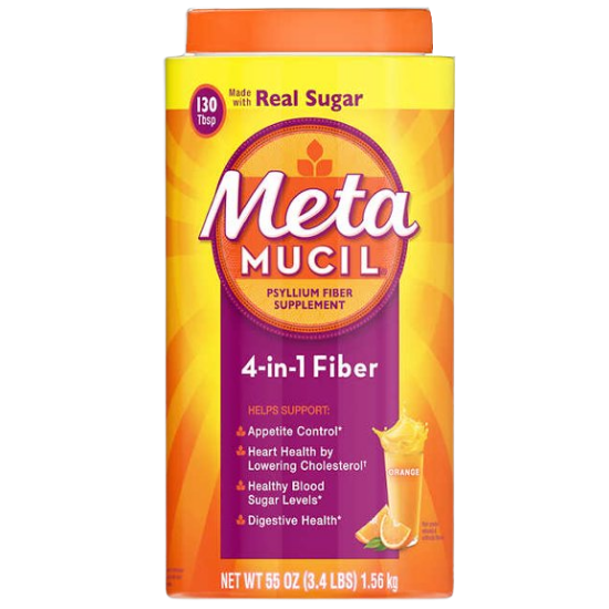 Metamucil 4-in-1, Psyllium Fiber Supplement, Powder with Real Sugar ...