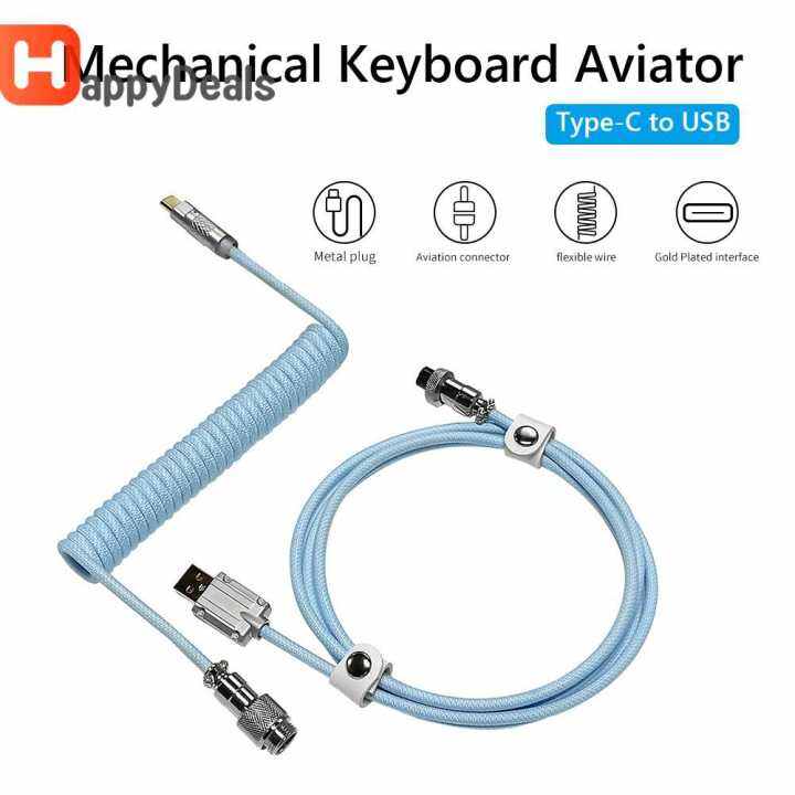 2 IN 1 Mechanical Keyboard Coiled Cable 1.8m Wire Type C USB Cable ...