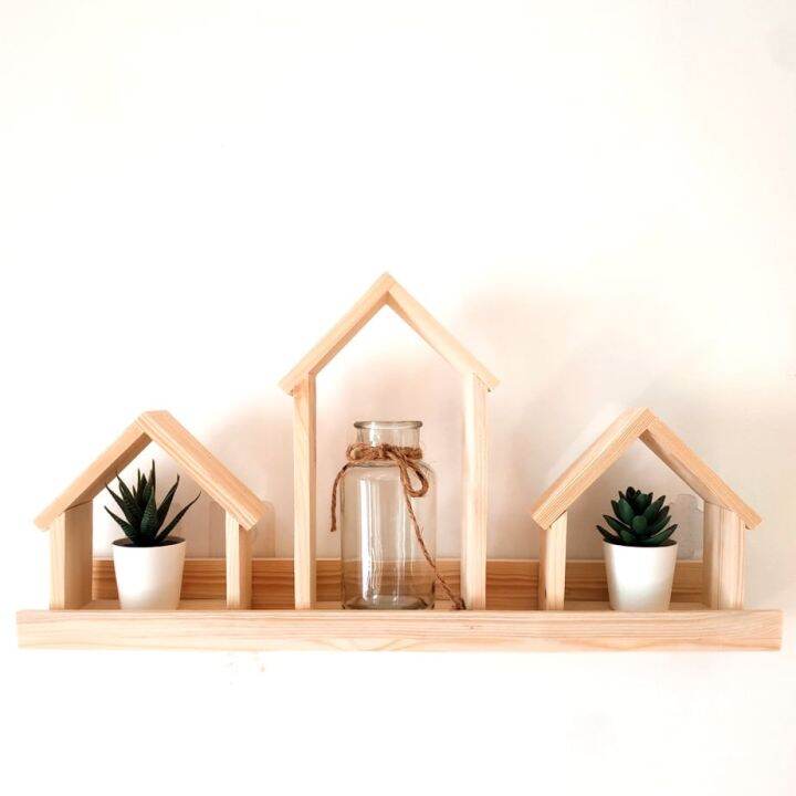 ชั้นรูปบ้านใช้วางโมเดล บ้าน3หลัง S042 | Lazada.co.th