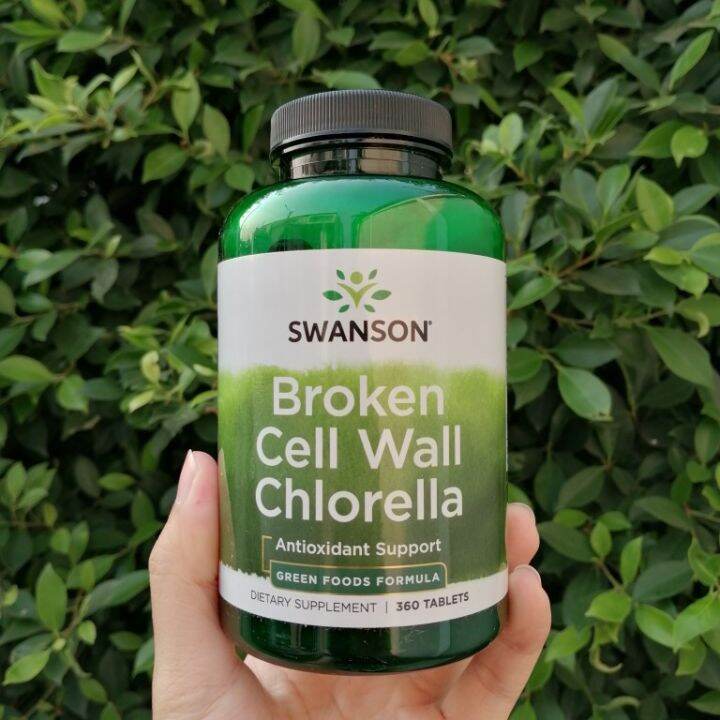 สาหร่ายคลอเรลล่า Broken Cell Wall Chlorella 500 mg 360 Tablets (Swanson®) Green Foods Formulas ...