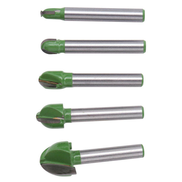 5Pcs 6Mm Shank Ball Nose Router Bits Set End Mill Round Cove Box Solid ...