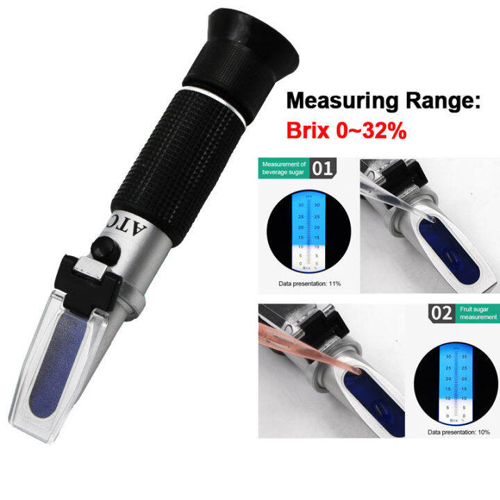 Handheld Refractometer Sugar Concentration Meter Densimeter 0-32%/0-80% ...