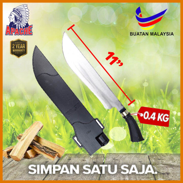 APACHE PR1 Heavy Duty Spring Iron Steel | Golok Knife Wood Parang C/W ...