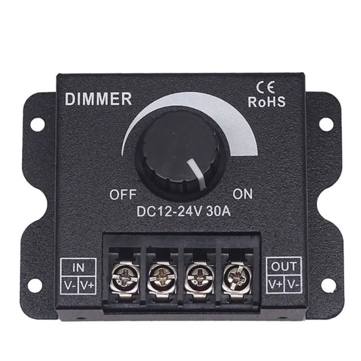 DC 12V 24V LED Dimmer Switch 30A 360W ตัวควบคุมแรงดันไฟฟ้าปรับได้สำหรับ ...