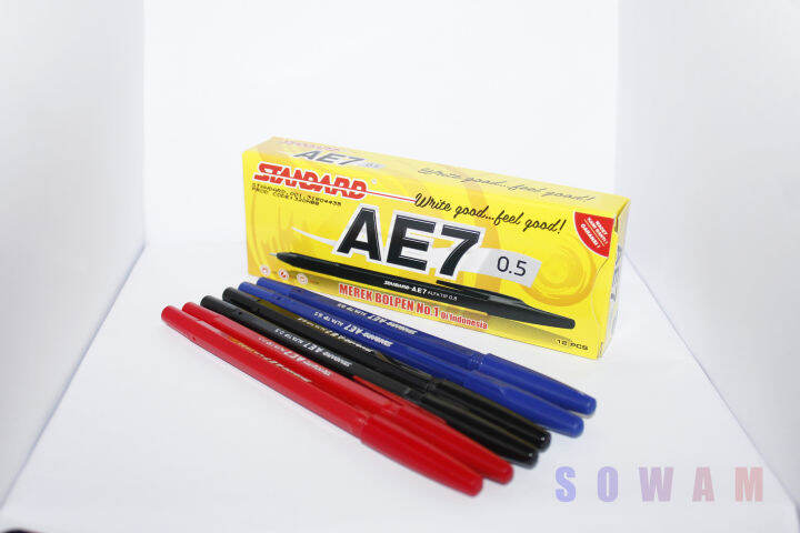 Pulpen Standard AE7 PENA STANDARD AE7 0.5mm MERAH, BIRU, HITAM] | Lazada Indonesia