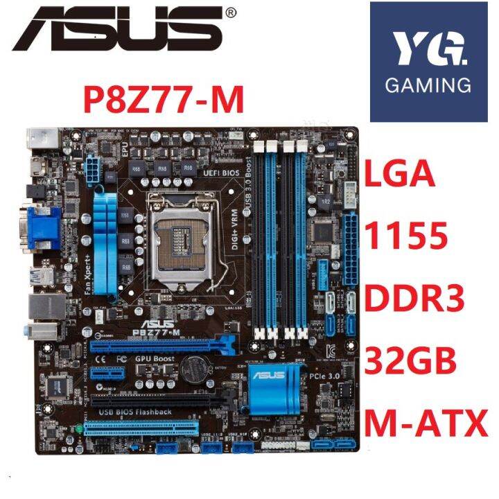 Asus P8Z77-M Desktop Motherboard Z77 Socket LGA 1155 i3 i5 i7 DDR3 32G uATX UEFI BIOS Used ...