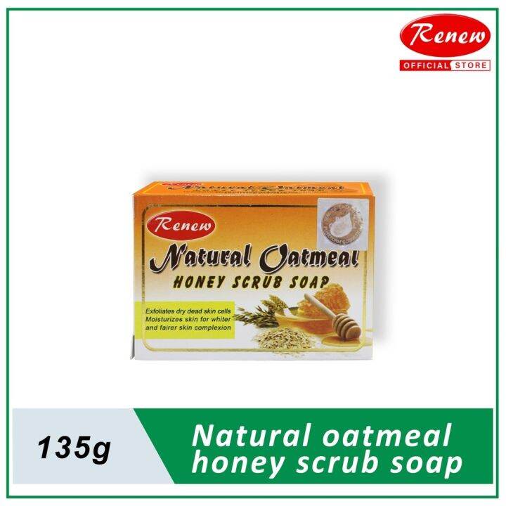 new Renew Placenta Natural Oatmeal Honey Scrub Soap 135g | Lazada PH