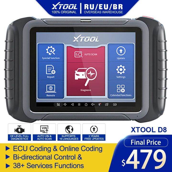 XTOOL D8 Automotive ECU Coding OBDII Scanner All System Diagnostic ...