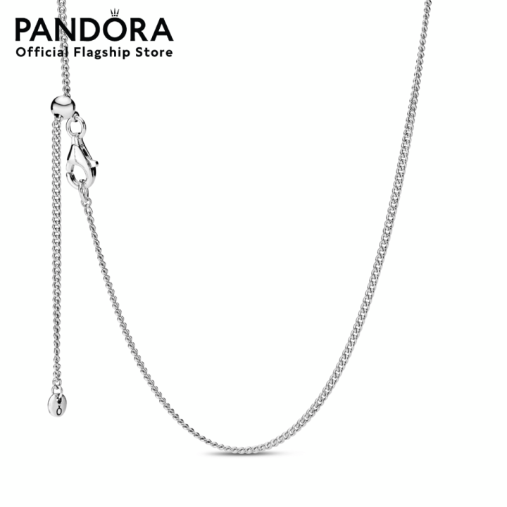 Pandora Sterling silver necklace with sliding clasp สร้อยคอ สีเงิน ...