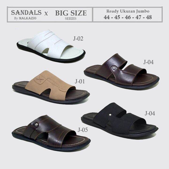 MALKAZIO Sandal Big Size - Sendal Kulit Pria Ukuran Jumbo Besar 44 45 ...