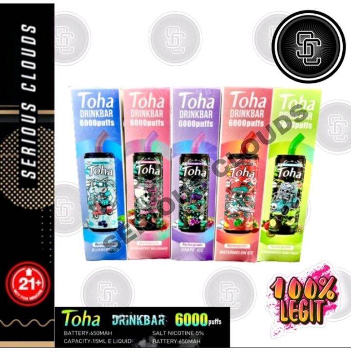 VAPE Toha Drinkbar 6000 Puffs - 100 Legit | Lazada PH