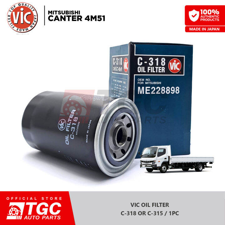 VIC Oil Filter for Mitsubishi Canter 4M51, Replaces C-311/C-315 ( C-318 ) - 1pc | Lazada PH
