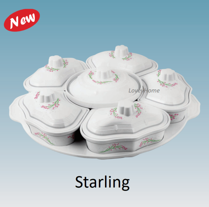 🔥 Melamine 14pcs Party Set Rotating Buffet Food Serving Dome Set ...
