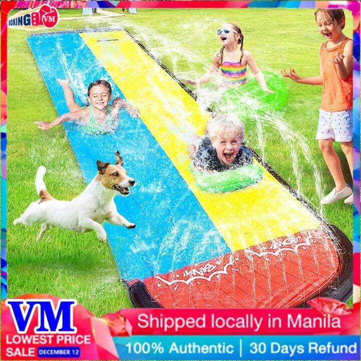 Boxing Vm Lawn Water Slip and Slide Toys, Double Race Lanes Slip Slide ...