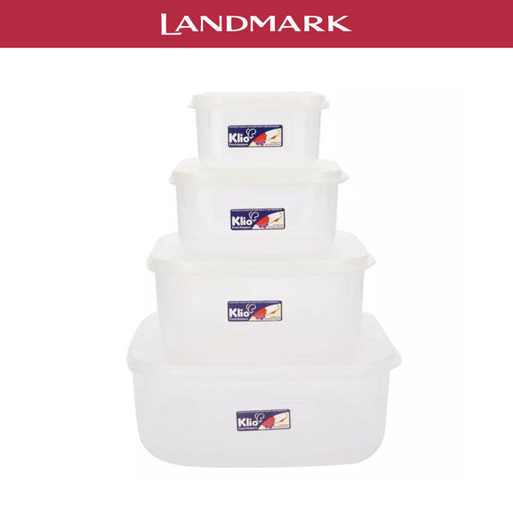 Klio 4pc Stackable Square Series Set Food Keeper - White 24x10x24 cm ...