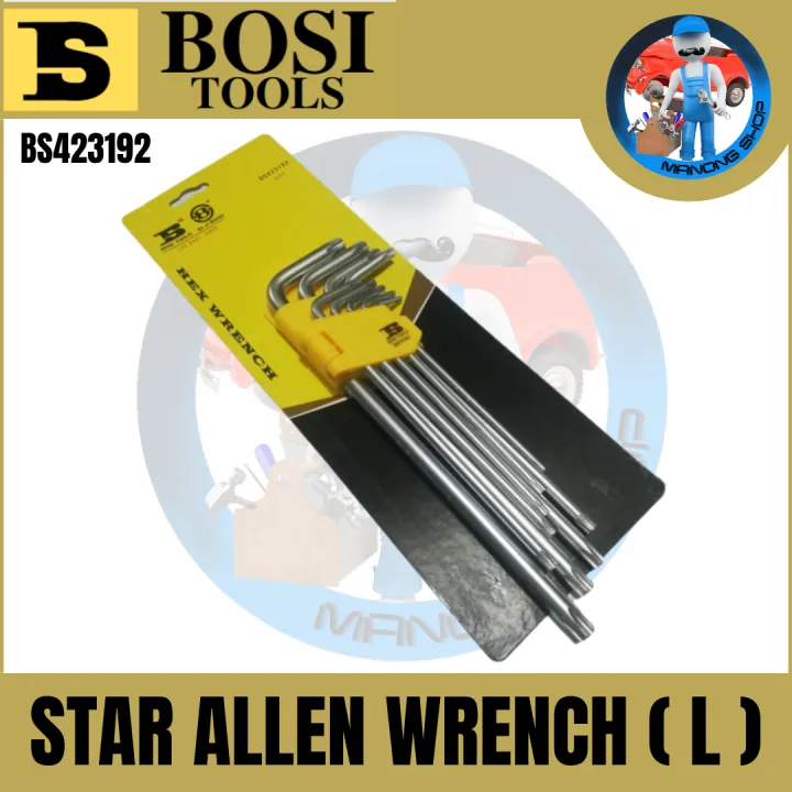 Manong Shop Bosi 9Pcs Star Allen Set Large Allen Wrench Set Chrome ...