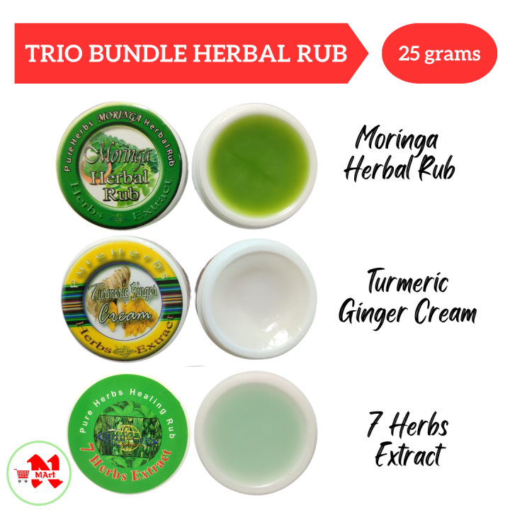 Trio Bundle - 7 Herbs Extract Rub, Turmeric Ginger Cream & Moringa ...