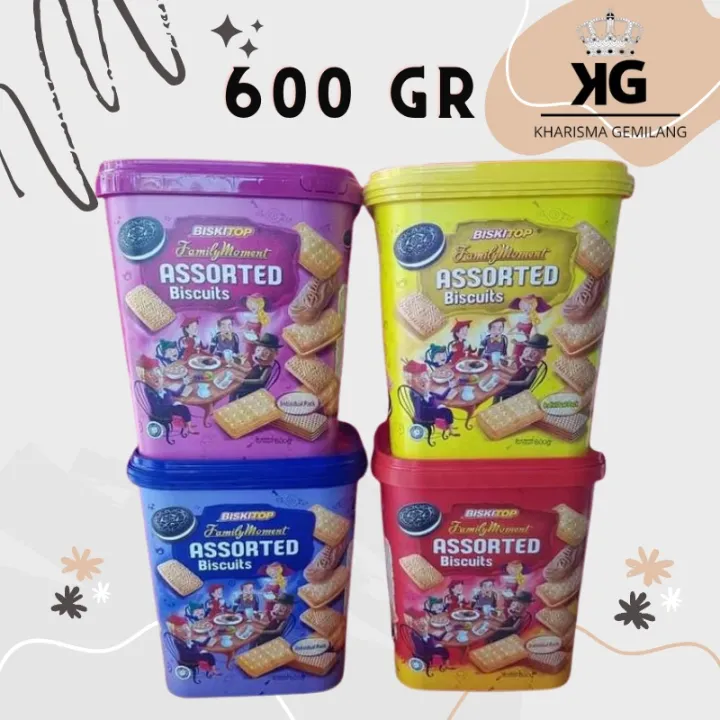 BISKITOP -FAMILY MOMENT 600Gr Assorted Biskuit wafer Cream keluarga ...