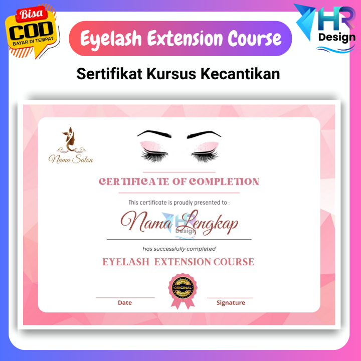 Cetak sertifikat Eyelash Extension Course Sertifikat Kursus Kecantikan ...