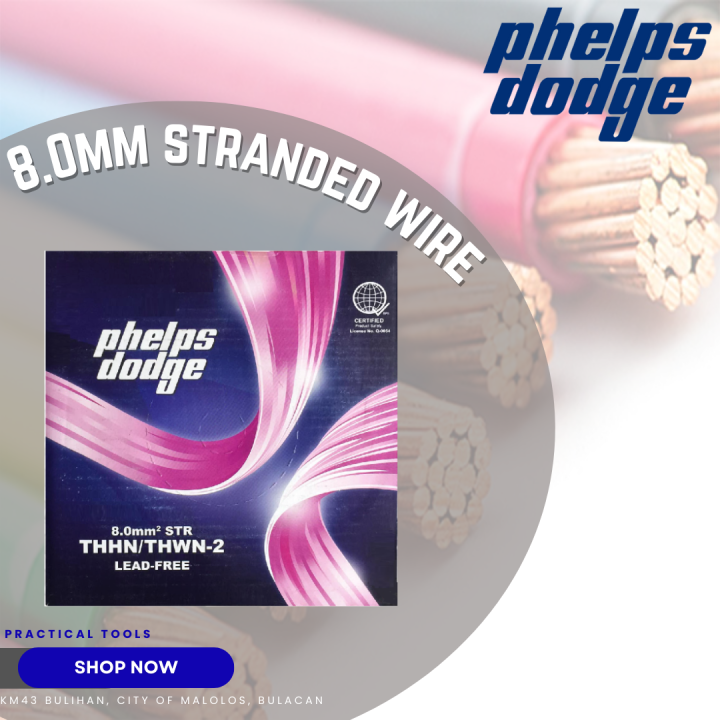 Phelps Dodge THHN / THWN-2 Stranded Wire Gauge #8 8.0mm² (Per Box 100 ...