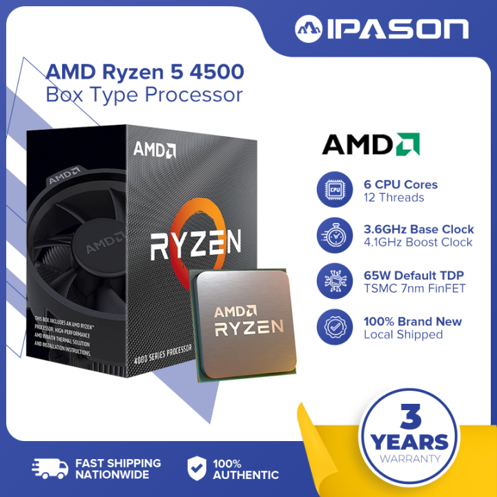 Ipason AMD Ryzen™ 5 4500 Desktop CPU Processor (Socket AM4, CPU Cooler ...