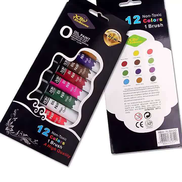 12มิลลิลิตรหลอดอลูมิเนียมสีน้ำมัน12สีนักเรียนเด็กสร้างสรรค์ DIY G ...