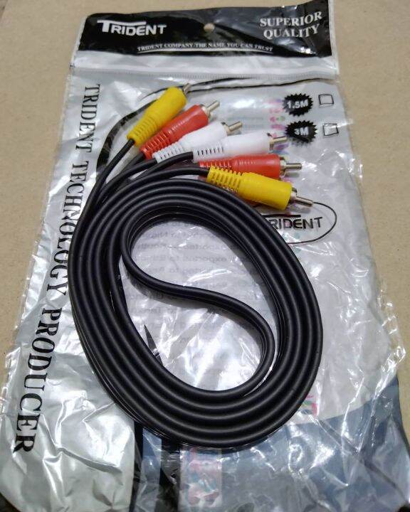 TRIDENT RCA CABLE CORD 3X3 1.5 METER HIGH QUALITY ORIGINAL | Lazada PH