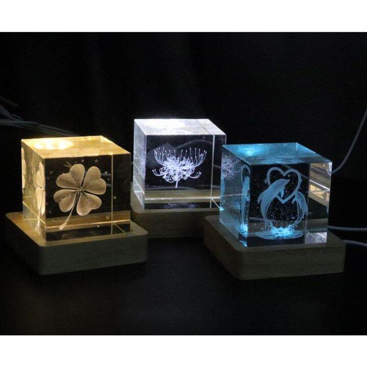 Square LED wooden base Light wooden base USB type LED base | Lazada PH