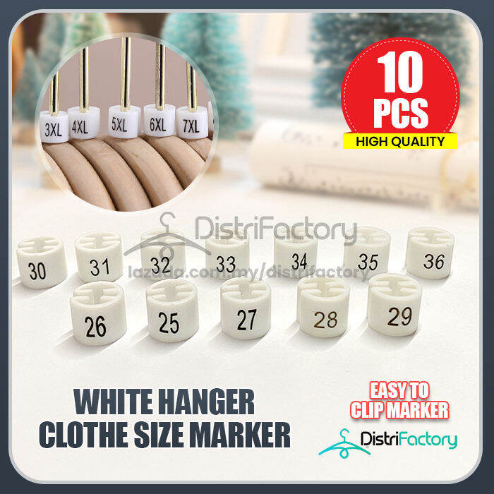 10 Pcs WHITE Clothes Hanger Size Marker Color Coding Garment Size ...