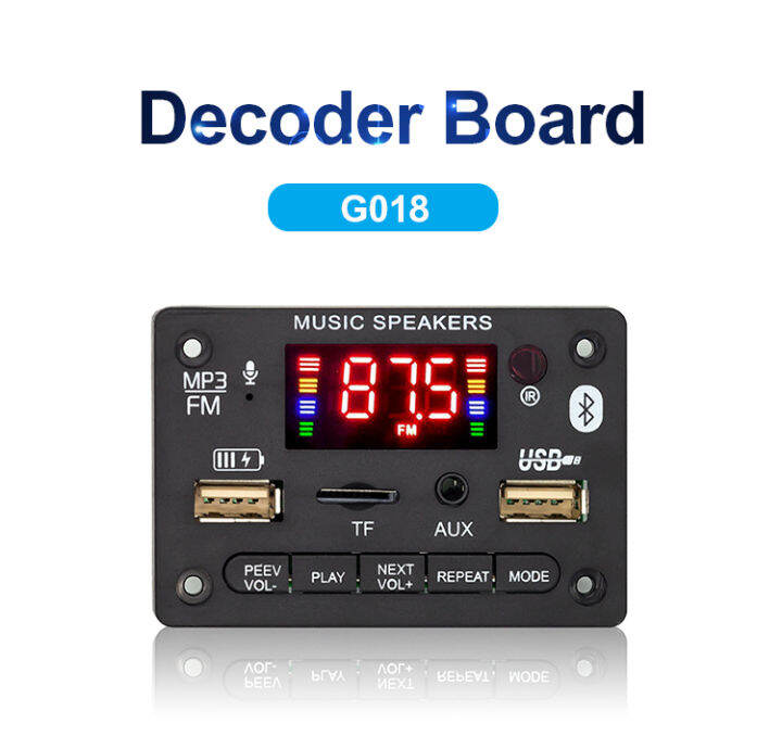 2X40W Bluetooth 5.0 Decoding Board with Call Recording WMA WAV TF/USB ...