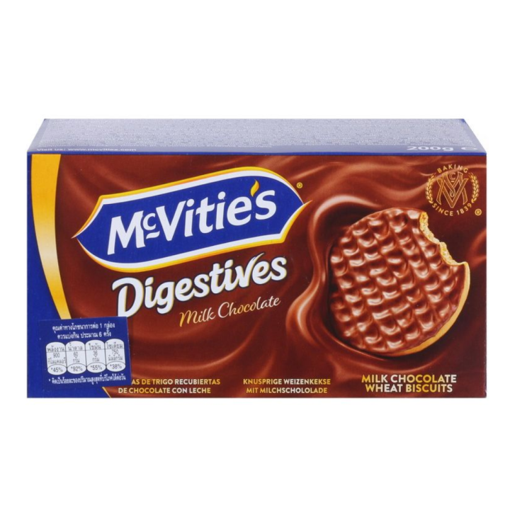 McVities Digestive Milk Chocolate Wheat Biscuits แมคไวตี้ส์ บิสกิตเคลือบช็อกโกแลตนม 200 กรัม ...