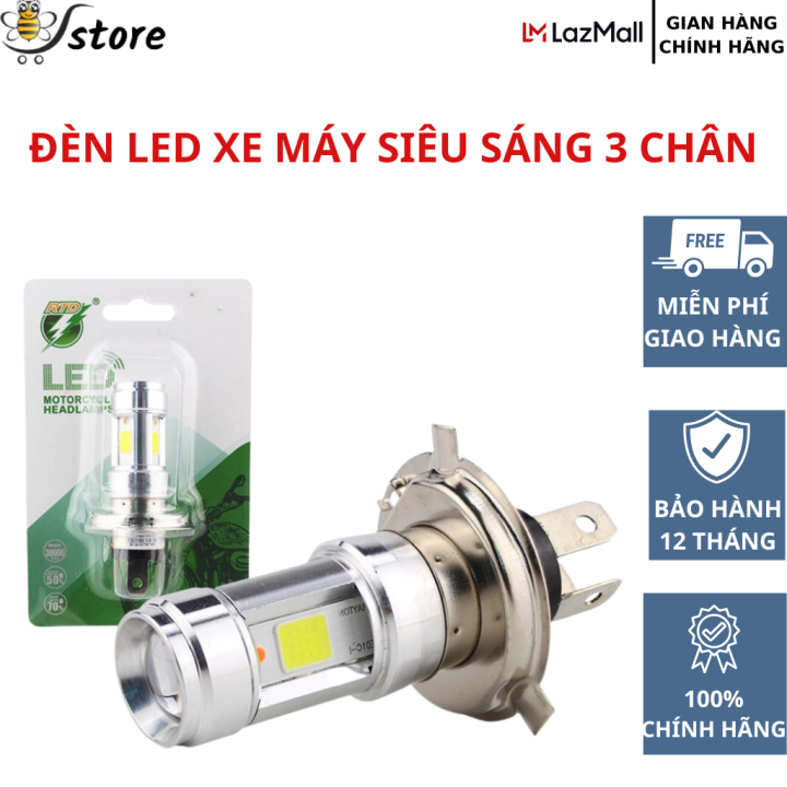 Đèn pha led xe máy, Đèn Pha Moto 3 CHÂN, độ đèn cho xe máy - Đèn phacos ...