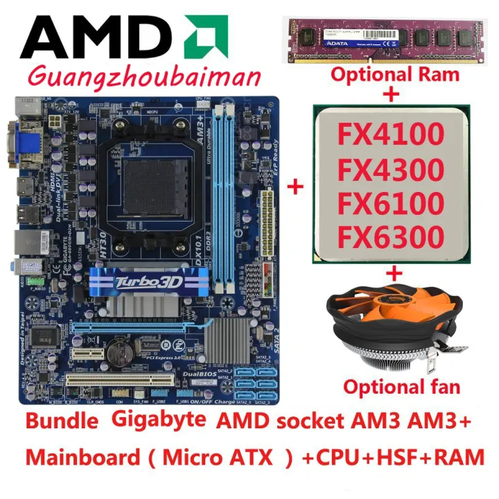 Bundle for ASUS GIGABYTE MSI 880G 760G Mainboard（M-ATX ）+ 8G 4G DDR3 1600 RAM [ PC3-12800 ...