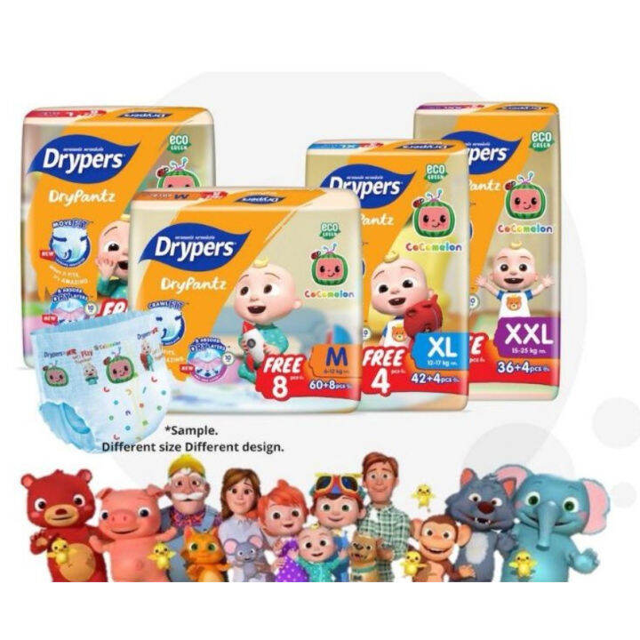Drypers DryPantz (COCOMELON EDITION) 【M58+8; L48+8; XL42+4; XXL36+4 ...