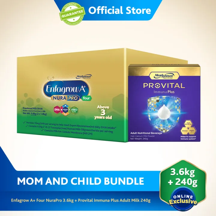[Mom & Child Bundle] Enfagrow A+ Four NuraPro 3.6kg + Provital Immuna ...