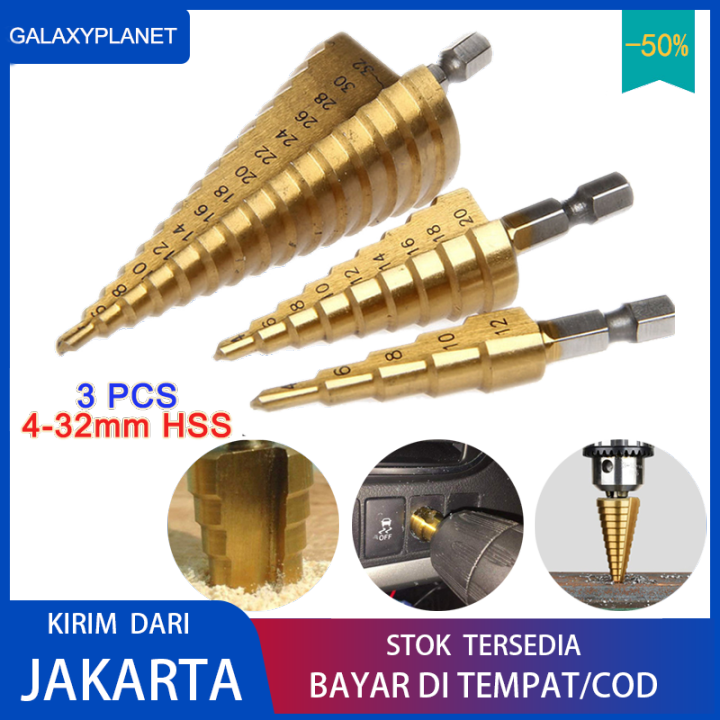 (Dikirim Dari Jakarta) 3 PCS Mata Bor Step Dilapis Titanium 4-12 4-20 4 ...