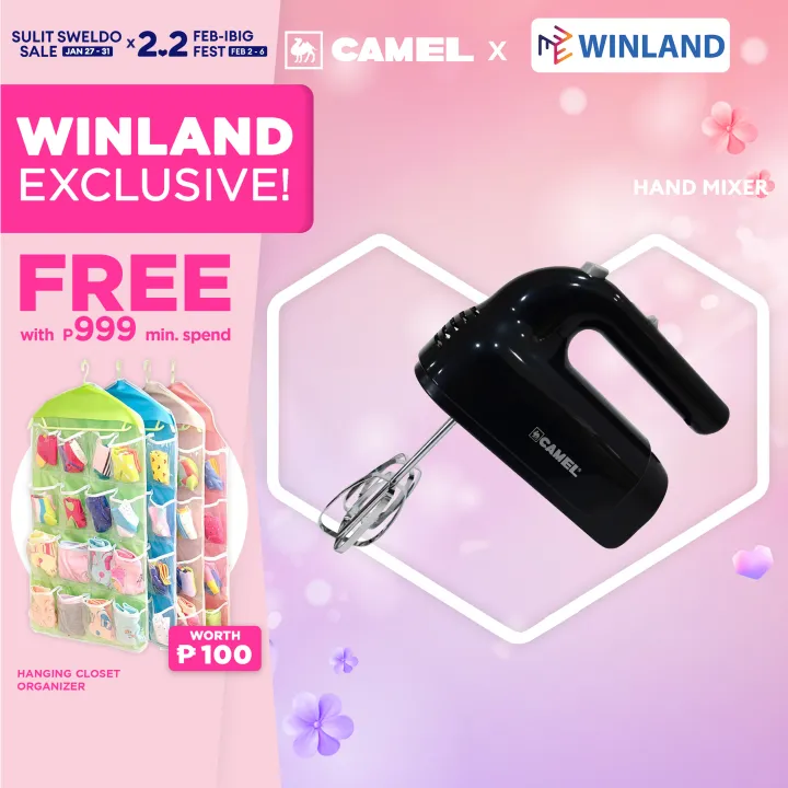 CAMEL by Winland Hand Mixer Black with 5-Speed Turbo Function CMX-102 ...